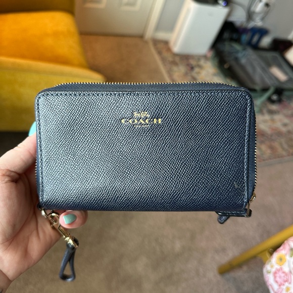 Coach | Bags | Coach Blue Leather Wallet | Poshmark